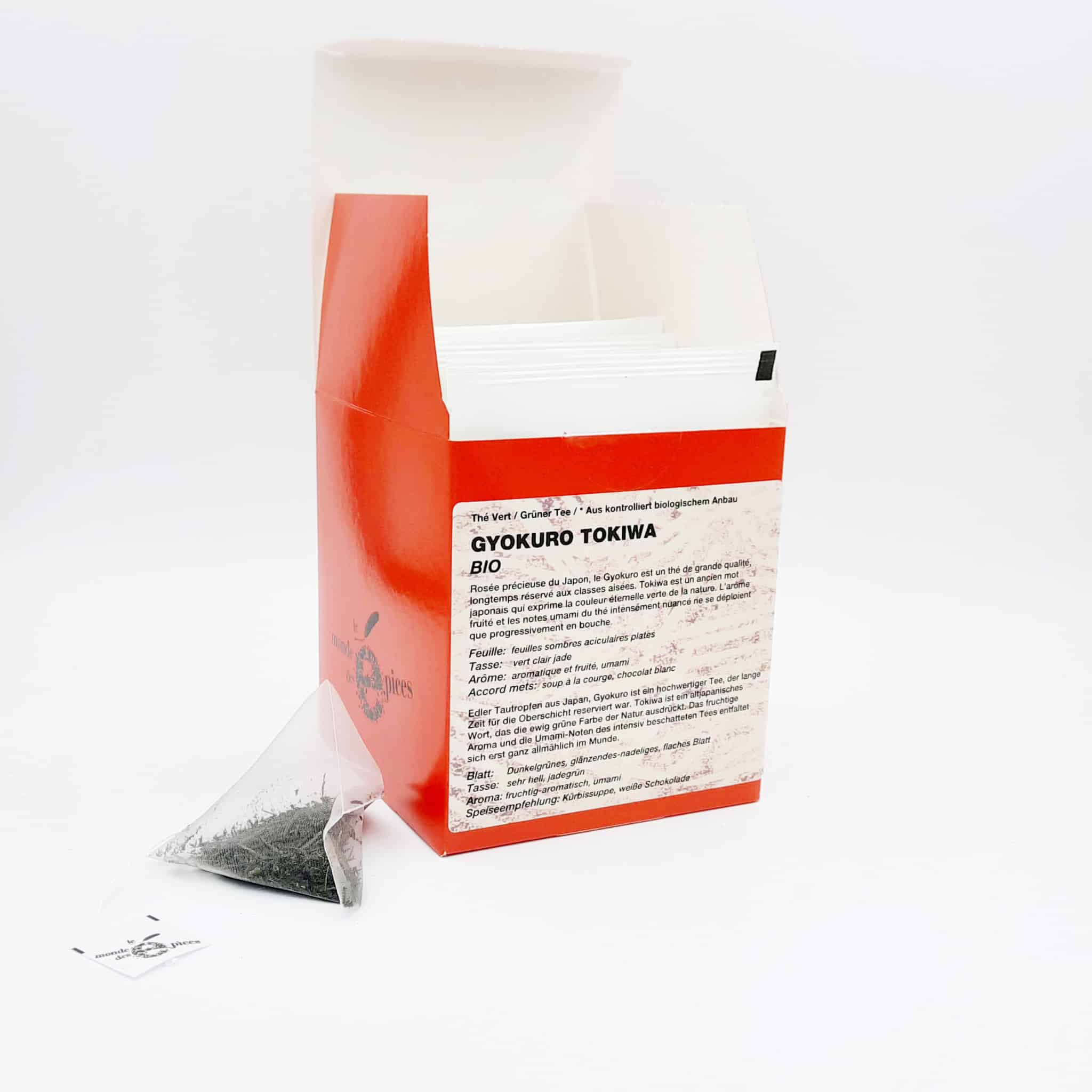 Thé vert Gyokuro Tokiwa BIO- sachet à thé d’exception - Le Monde Des Epices